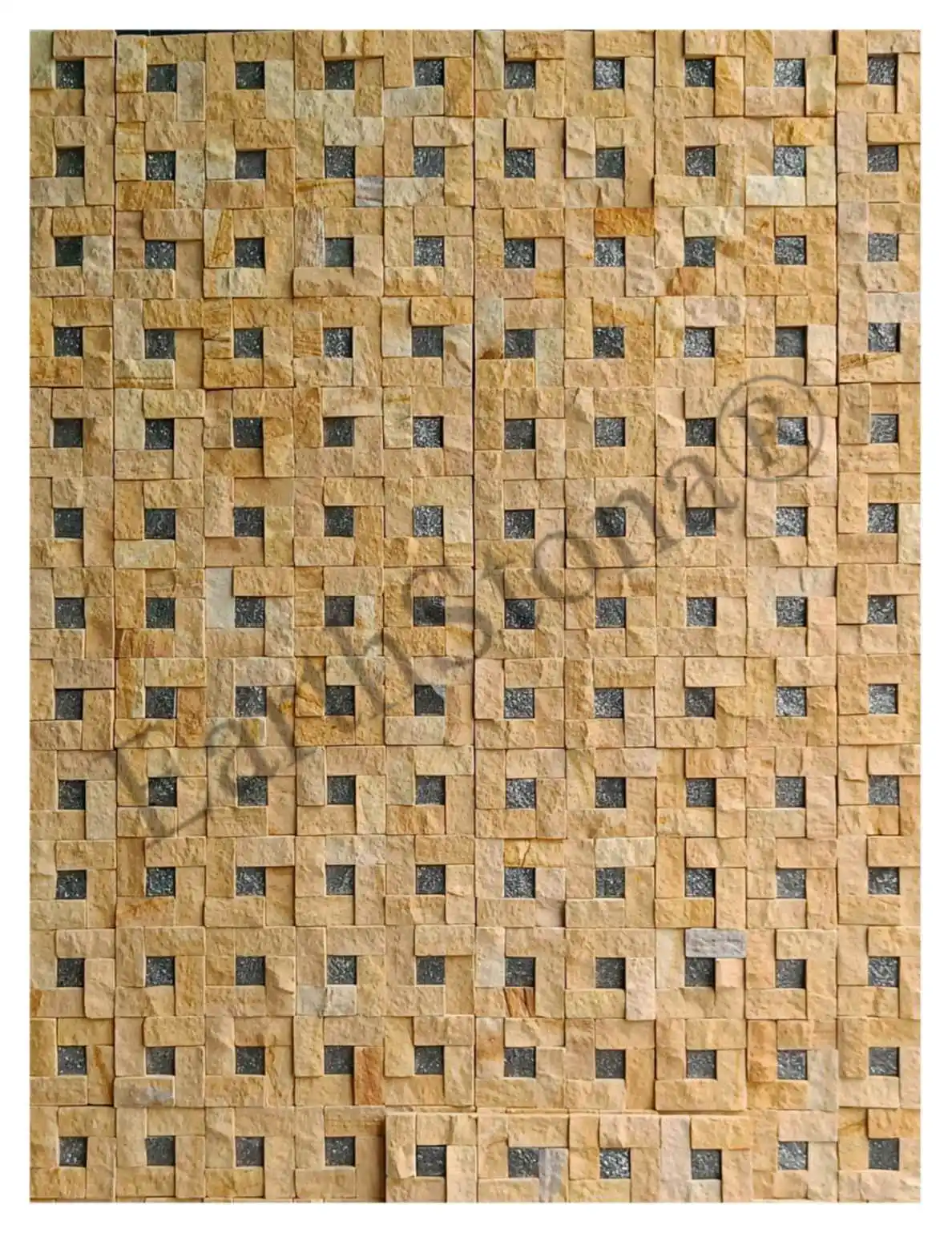 Natural Stone Mosaic Tiles | Yellow Black Color | EarthStona