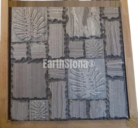 Grey Leafy Pattern Stone Wall Cladding | EarthStona